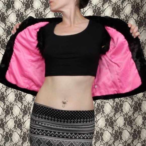 Neiman Marcus | Jackets & Coats | Black Fuzzy Faux Fur Glam Posh Rocker ...